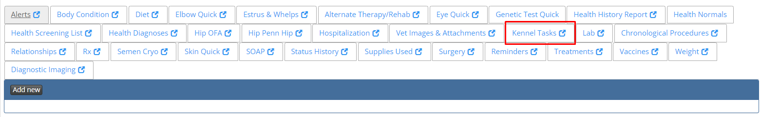 Kennel Tasks, Add new / Edit or Delete – International Working Dog Registry