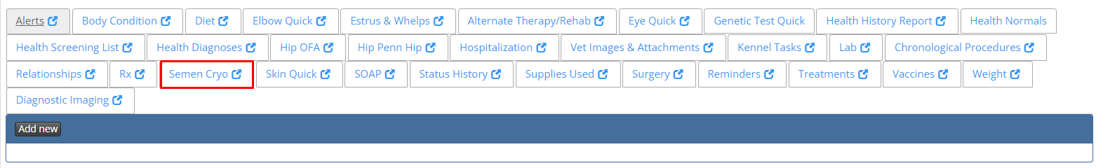 Semen Cryo, Add new / Edit or Delete – International Working Dog Registry