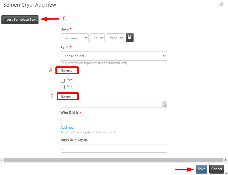 Semen Cryo, Add new / Edit or Delete – International Working Dog Registry