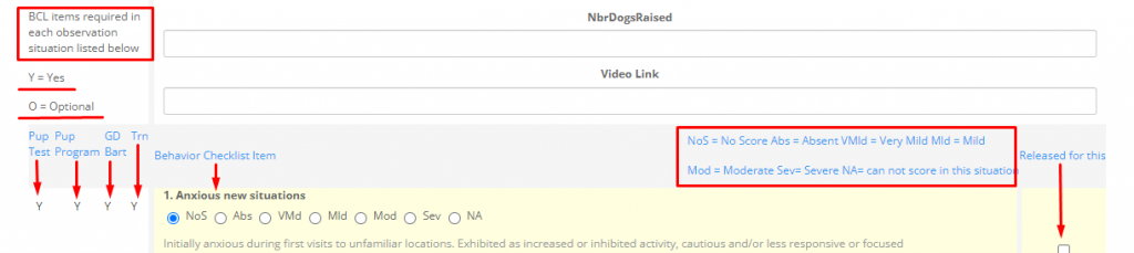BCL, Behavior Checklist – International Working Dog Registry